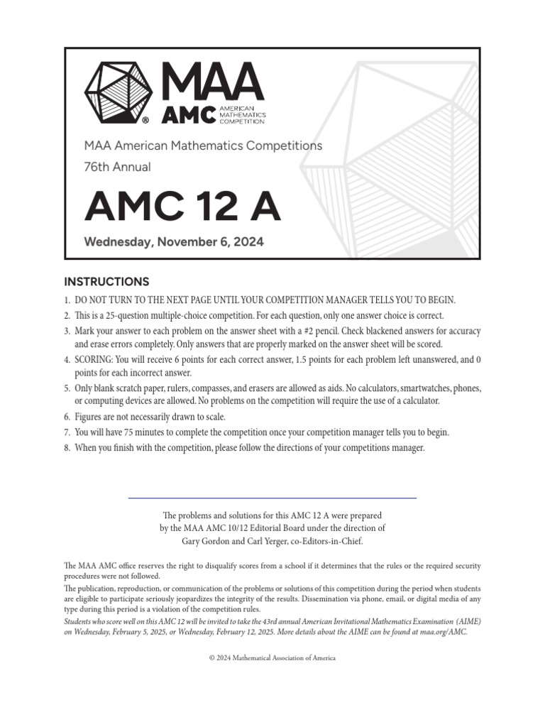 amc 12a | PDF | Triangle | Angle