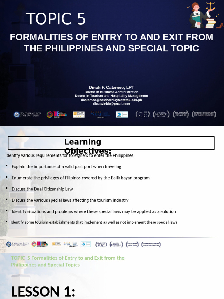 MODULE 5 Formalities To Entry and Exit | PDF | Travel Visa | Passport