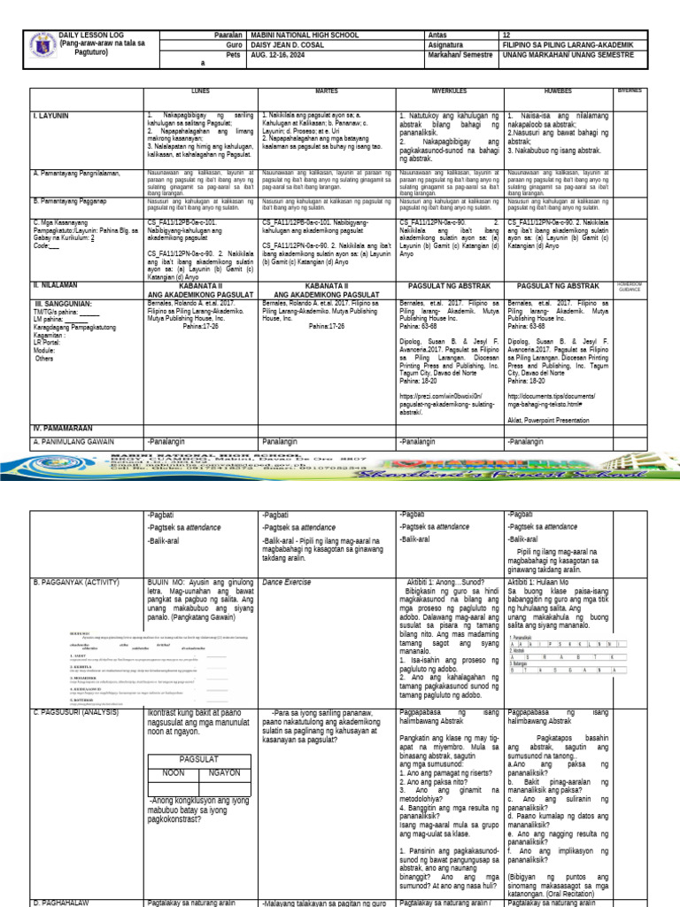 Wk3-Dll-Larang-Akad - Aug. 12-16, 2024 | PDF