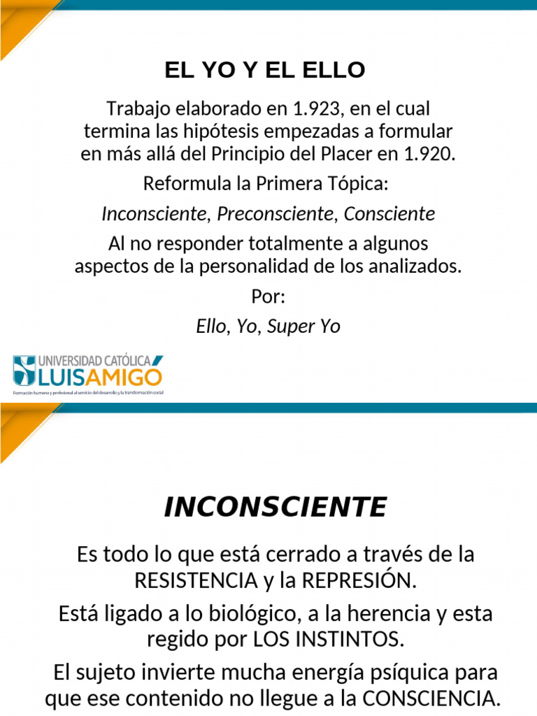 Presentación El YO y El ELLO | PDF | Carné de identidad | Mente ...