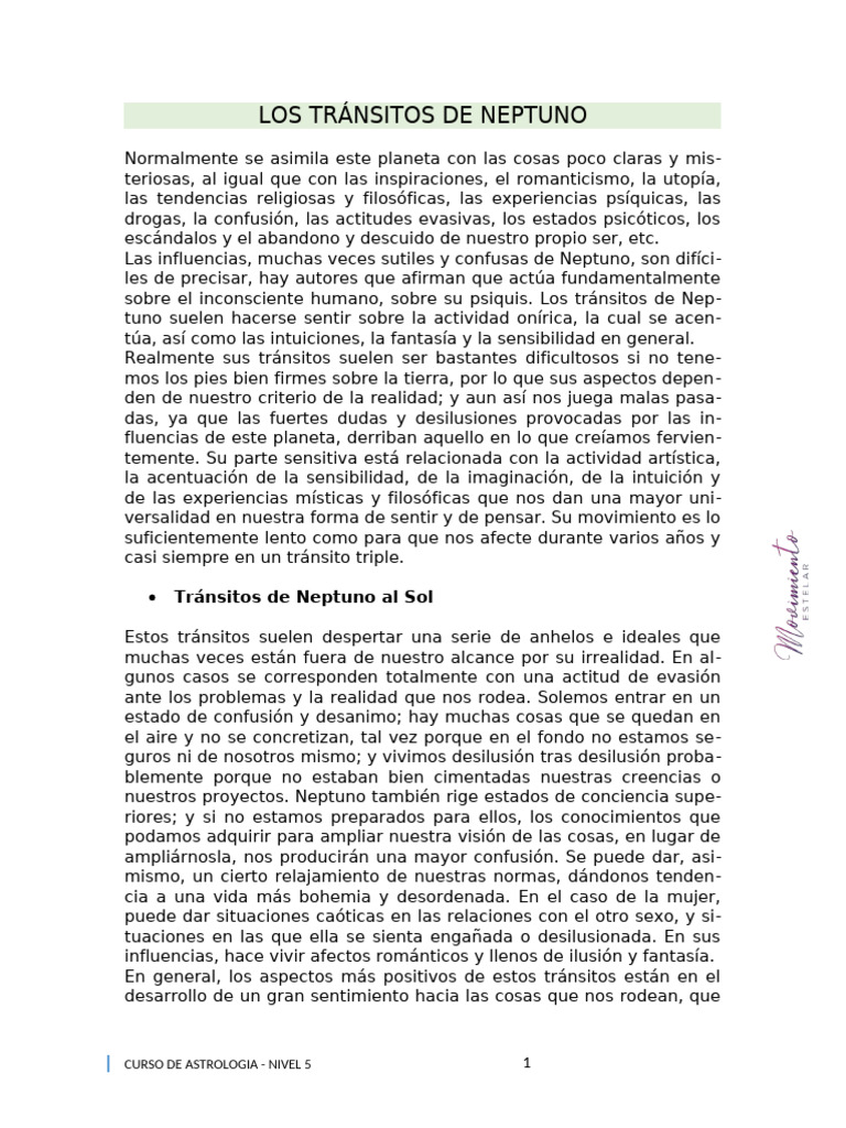 Los Tránsitos de Neptuno | PDF | Mente | Amor