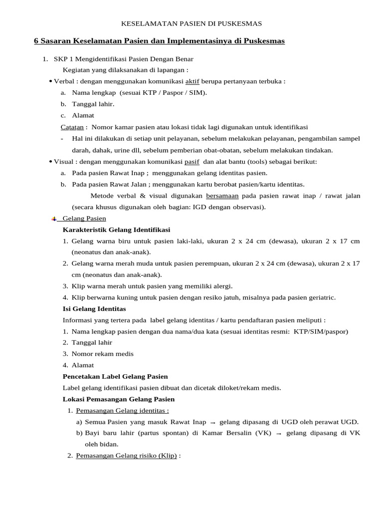 Keselamatan Pasien Di Puskesmas | PDF