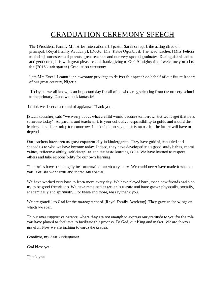 Graduation Ceremony Speech | PDF