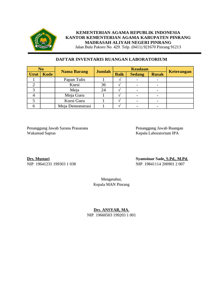 Inventaris ruangan | PDF