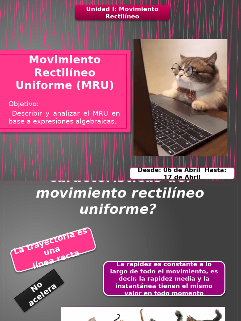 FISICA II° MEDIO Movimiento Rectilíneo Uniforme MRU | PDF | Velocidad | Pendiente