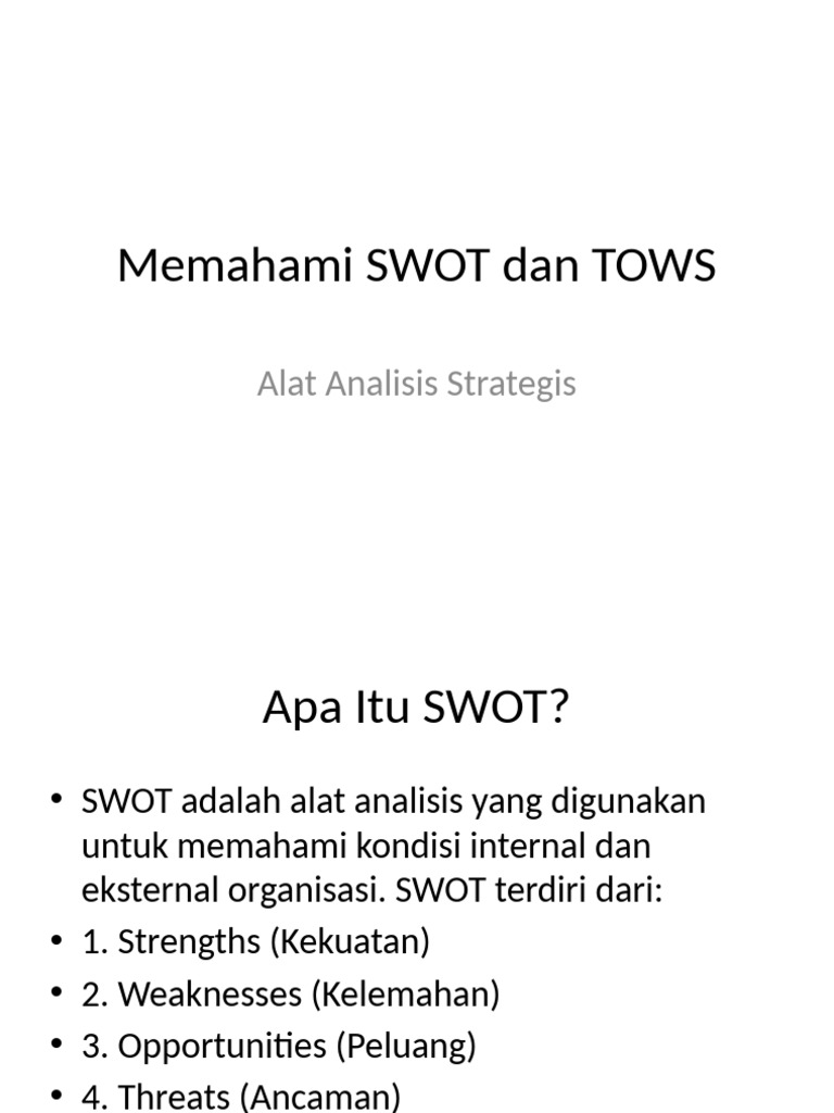 Memahami SWOT Dan TOWS | PDF