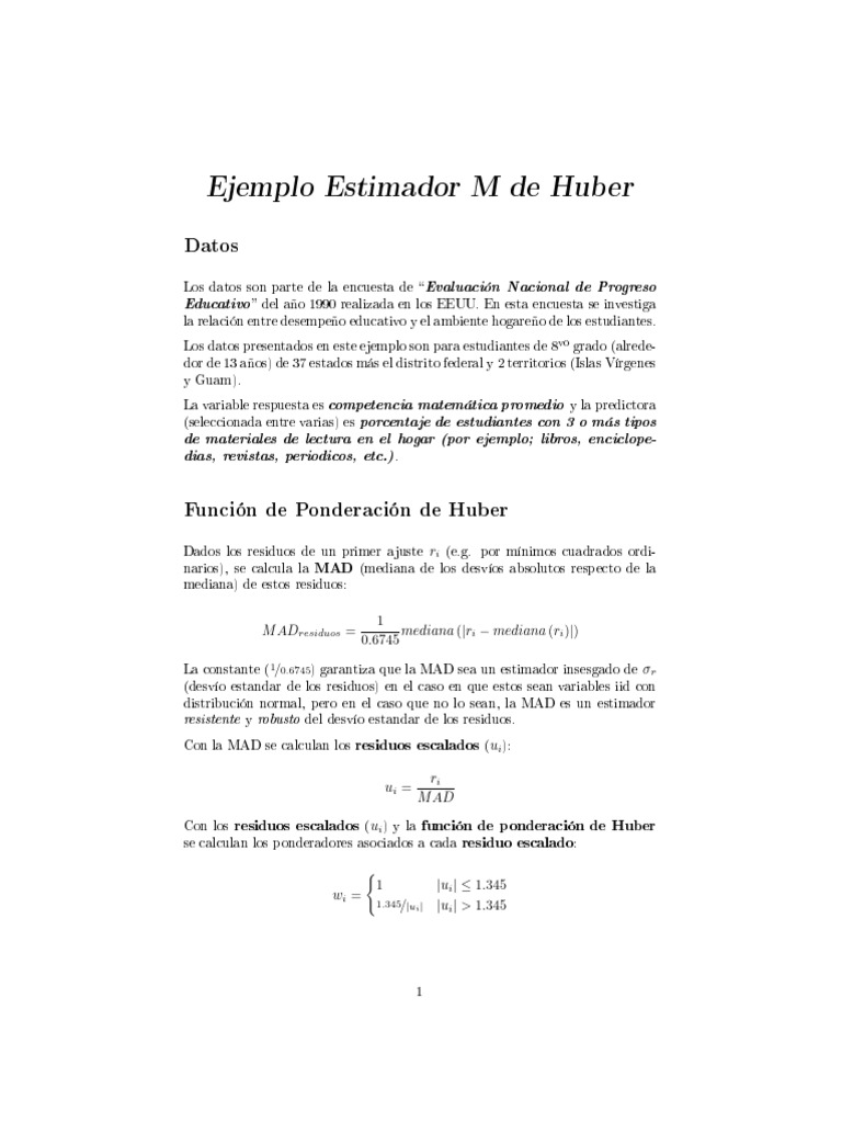 Ejemplo Huber | PDF | Análisis de regresión | Mínimos cuadrados