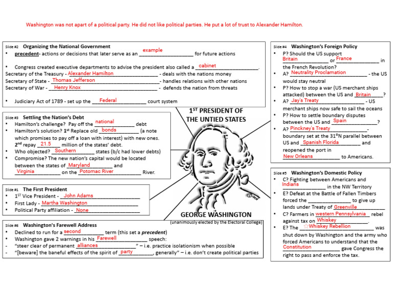 Kami Export - Washington's Presidency Notes Blank | PDF | Alexander ...
