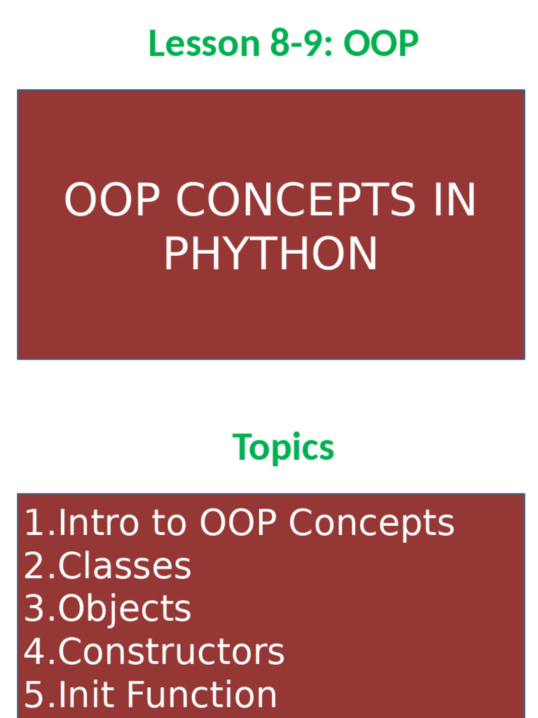 Lesson 9. Object Oriented Programming | PDF