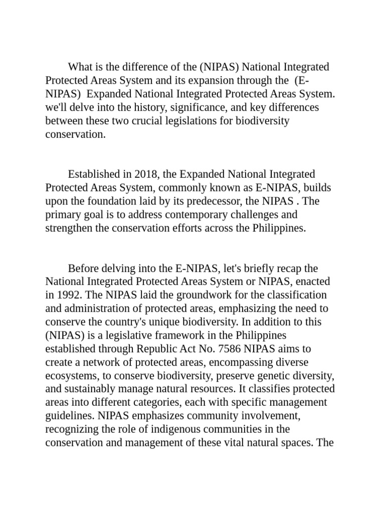 E-NIPAS: Enhanced Conservation Laws | PDF | Protected Area ...
