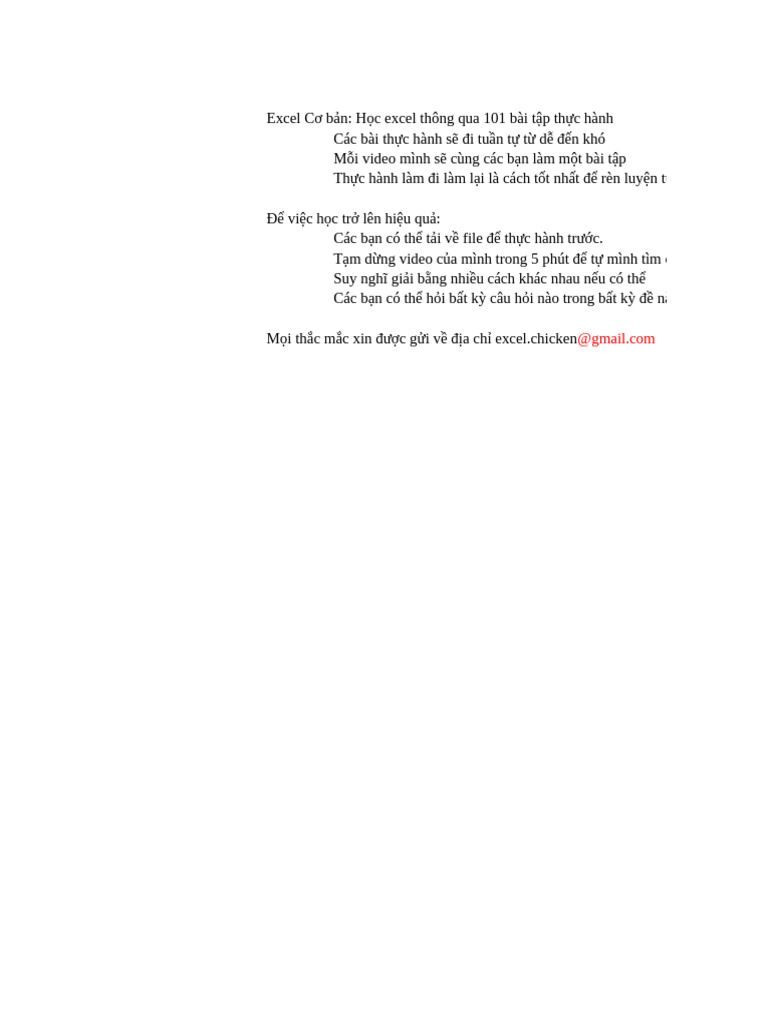 101-Bai-Tap-Thuc-Hanh-Excel | PDF