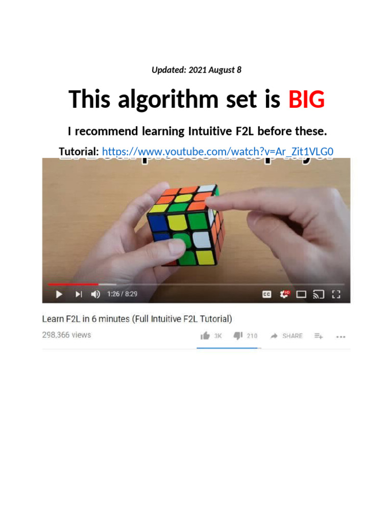 Must Know F2L Algorithms | PDF
