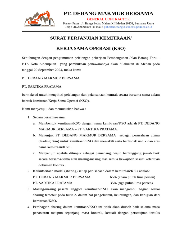Surat Perjanjian Kemitraan Pdf