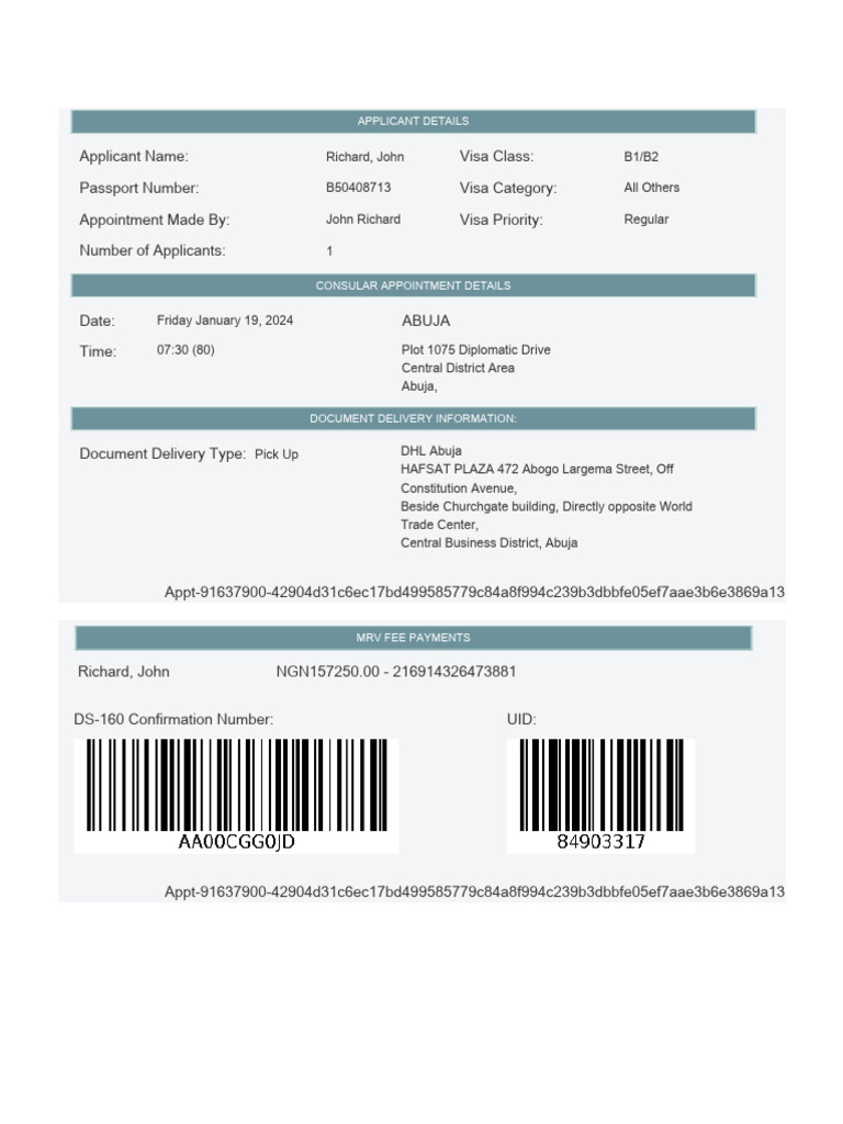 Appointment Confirmation | PDF | Travel Visa | Computing