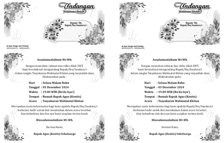 Undangan Khajatan Khitan 2024 | PDF