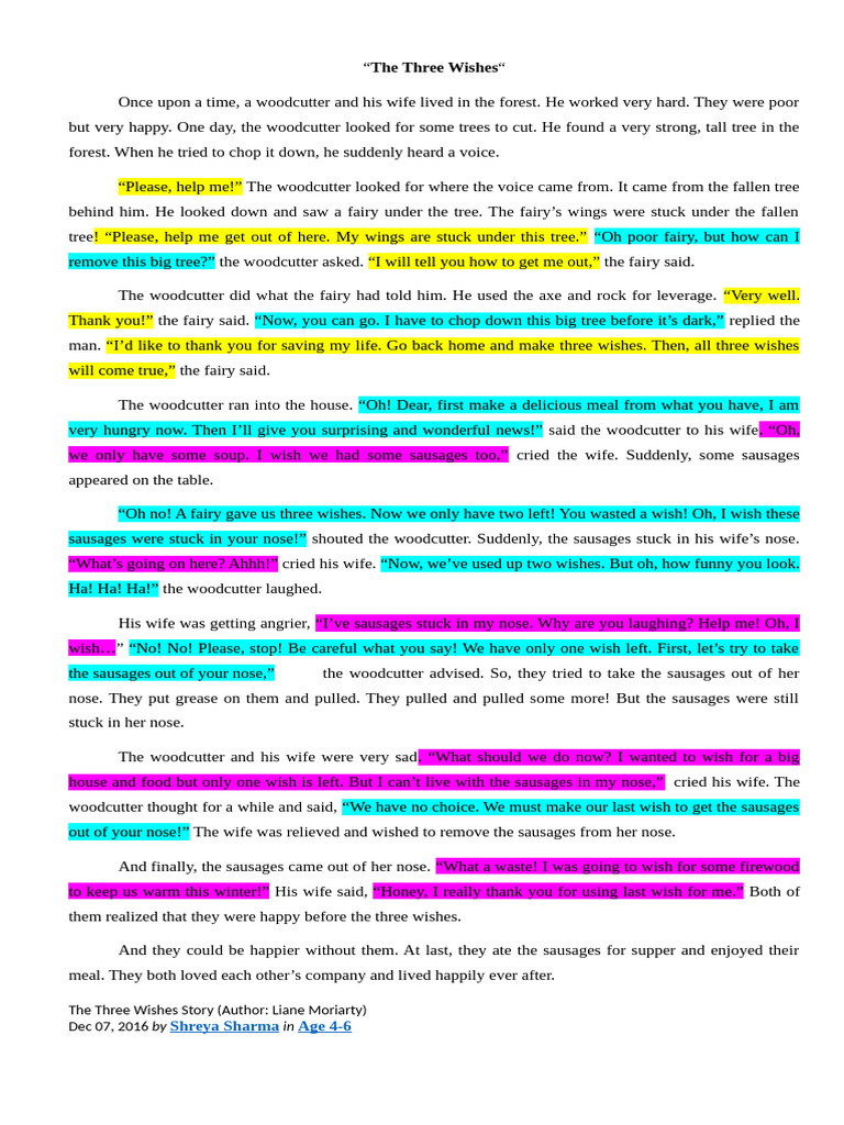 The Three Wishes Story | PDF
