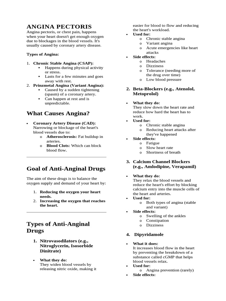 Anti Anginal Drugs | PDF | Heart | Diseases And Disorders
