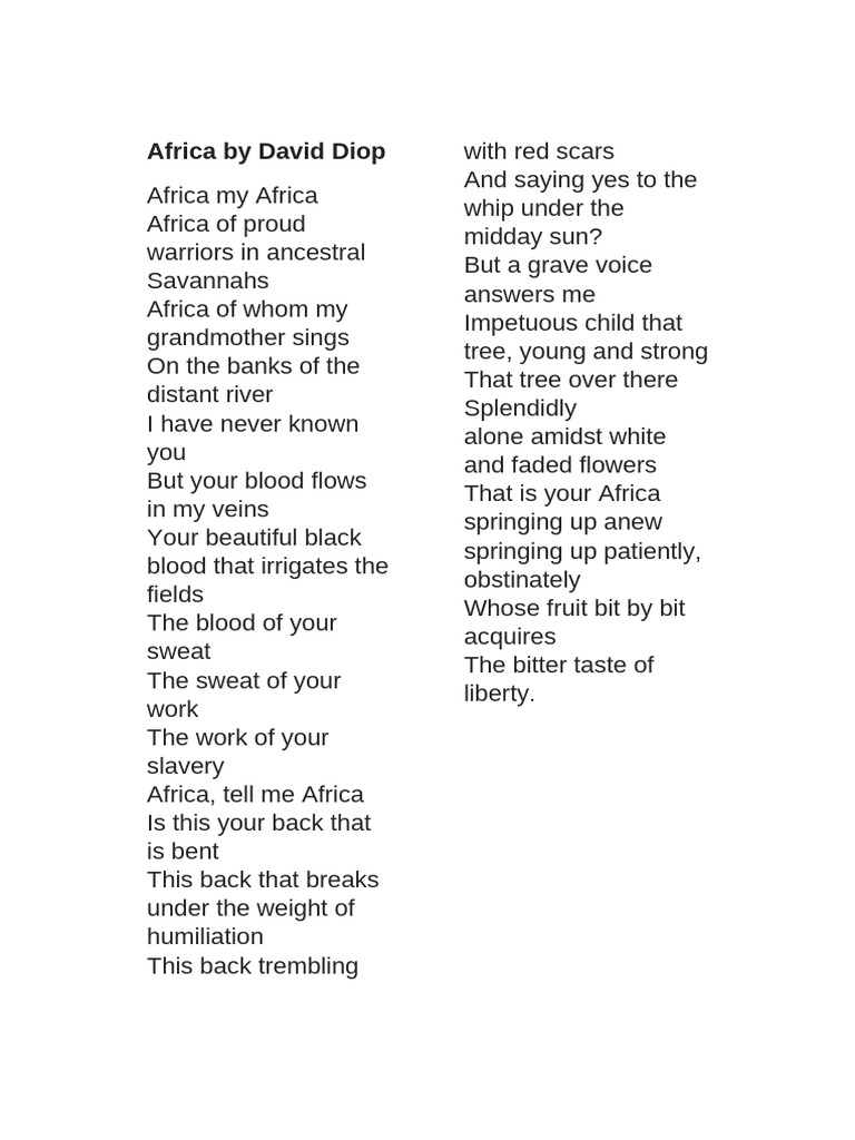 Africa by David Diop | PDF