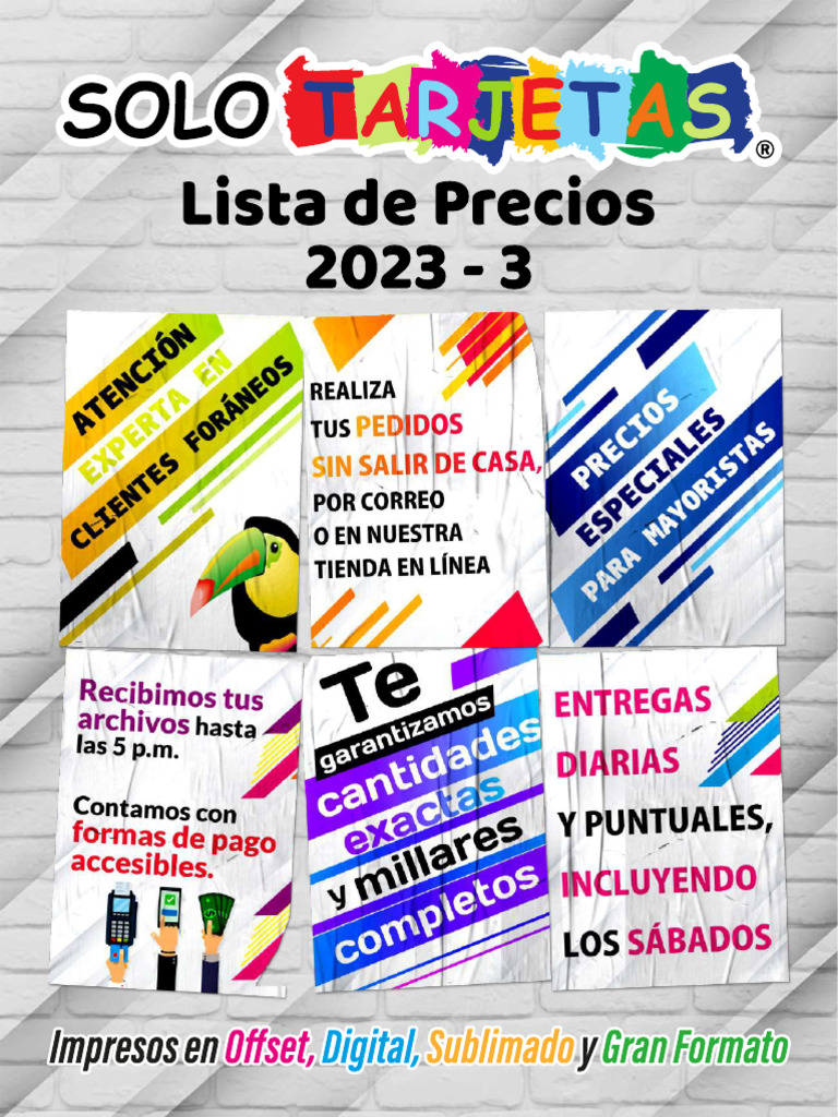 Lista-Precios Solo Tarjetas | PDF