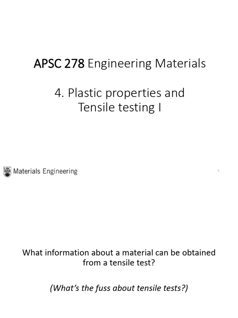 Plastic Properties and Tensile Testing I (Annotated) | PDF ...