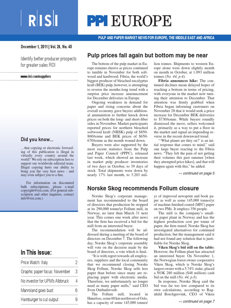 PPI Europe 45 2011 | PDF | Euro | Pulp (Paper)