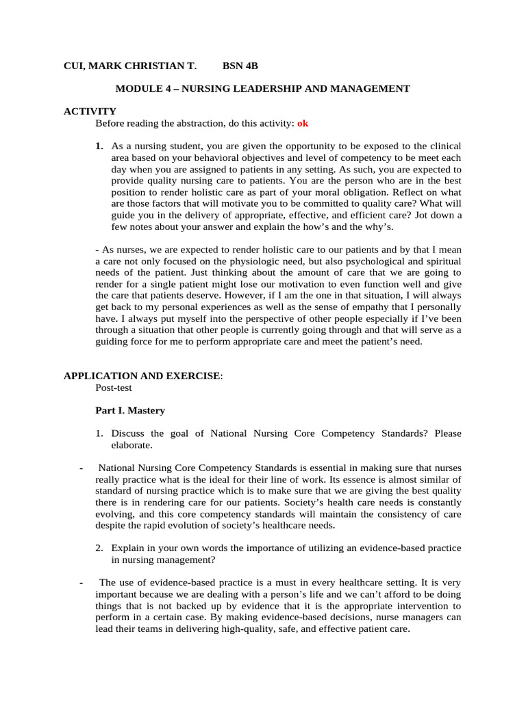 MOD 4, LM | PDF | Nursing | Health Care