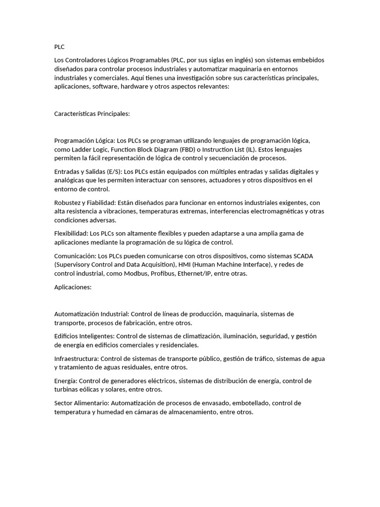 PLC | PDF | Controlador lógico programable | Scada