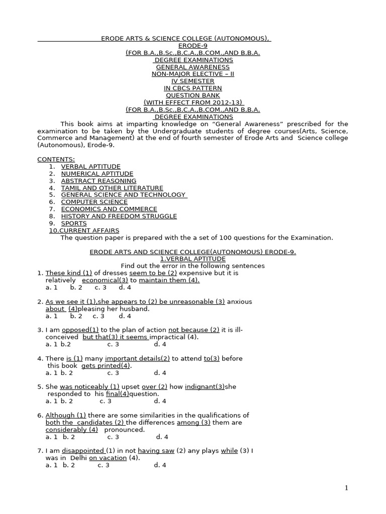 General Awareness Question Bank | PDF | Circle