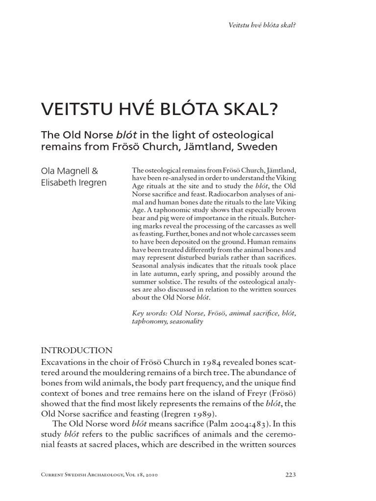 Viking Age Blót Rituals at Frösö | PDF | Pig | Sheep