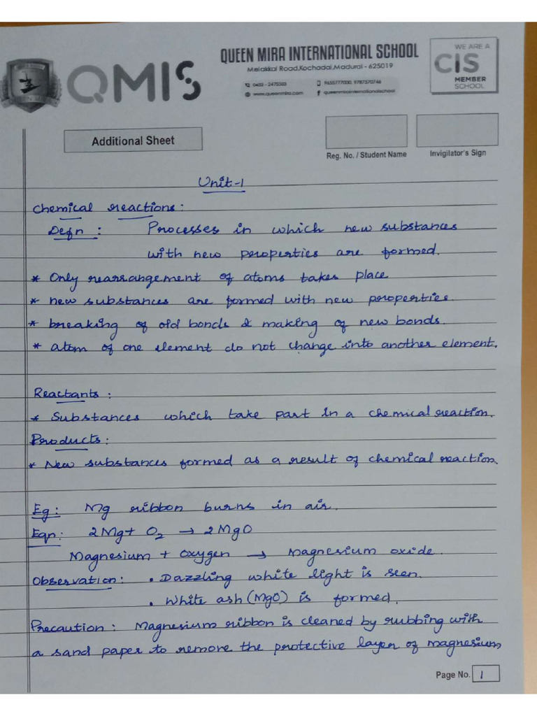 Grade 10 Unit 1 RCT 2 Chemistry Portion Notes | PDF