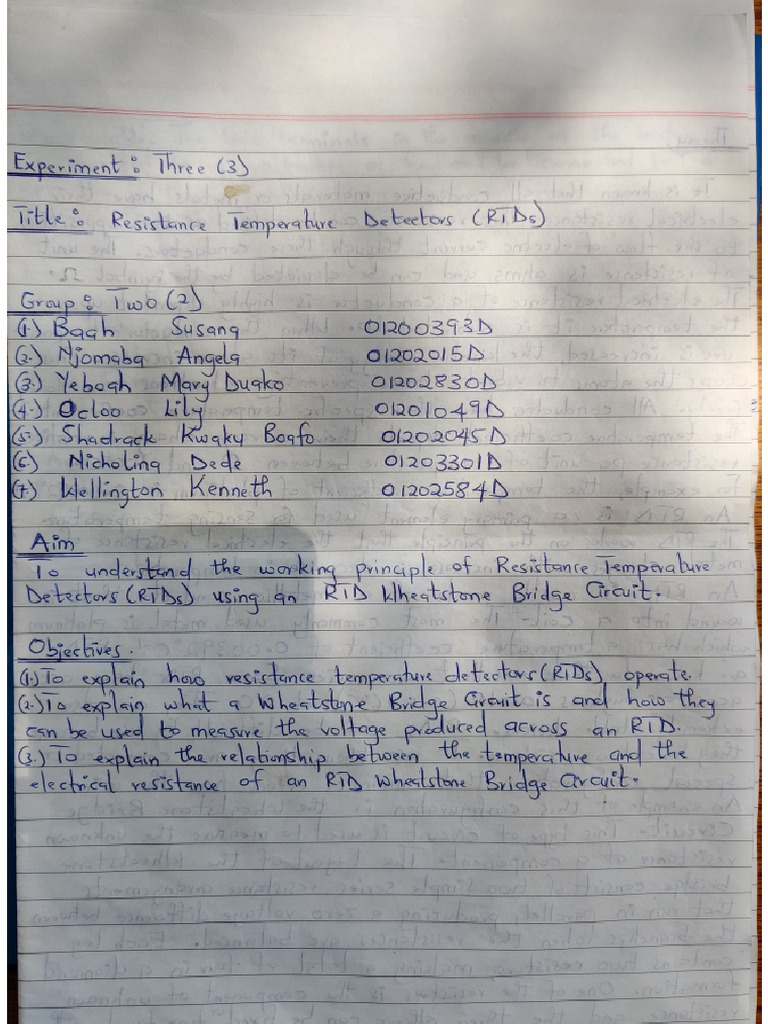 RTDs Lab Report | PDF