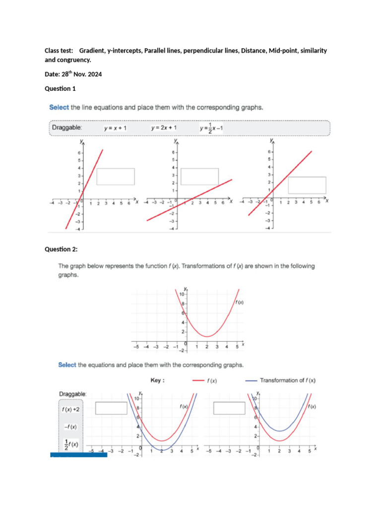 Geometry Class Test: Graphs & Functions | PDF