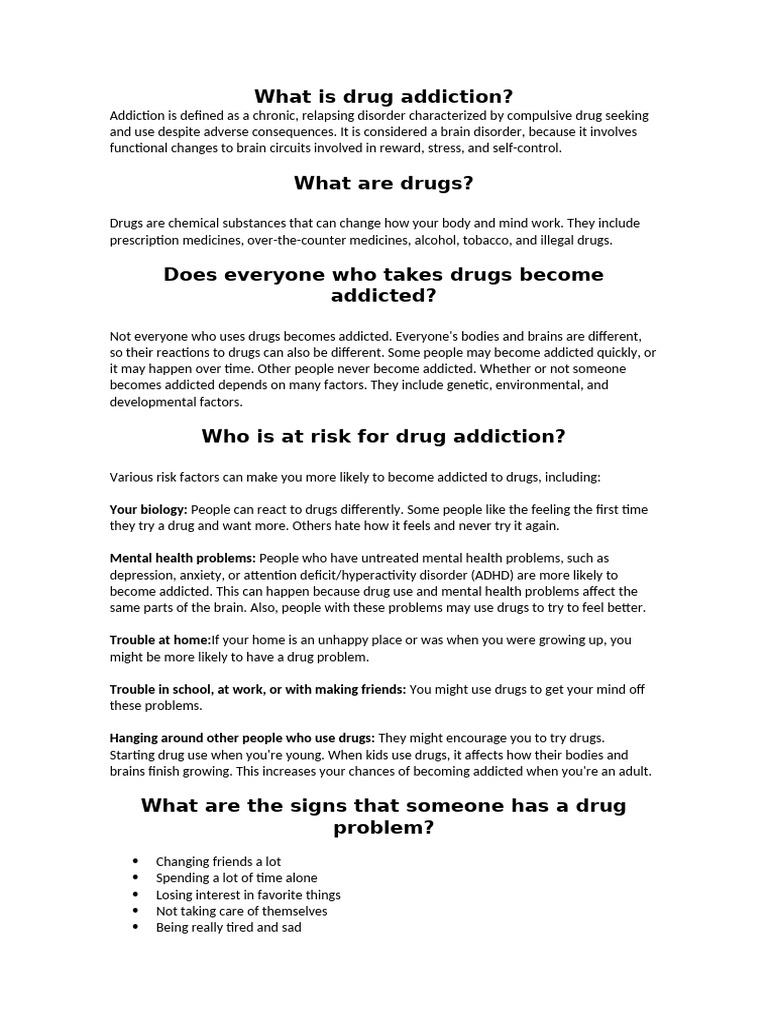 Drug addiction | PDF | Substance Abuse | Mental Disorder