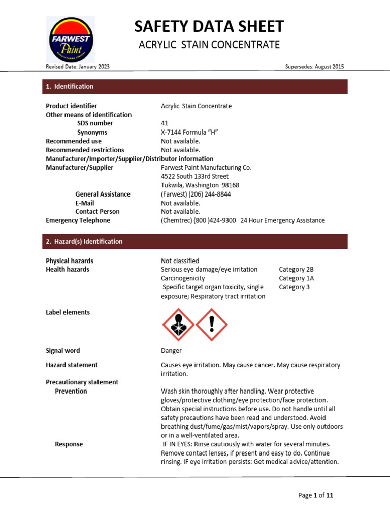 X-7144 SDS | PDF | Toxicity | Dangerous Goods