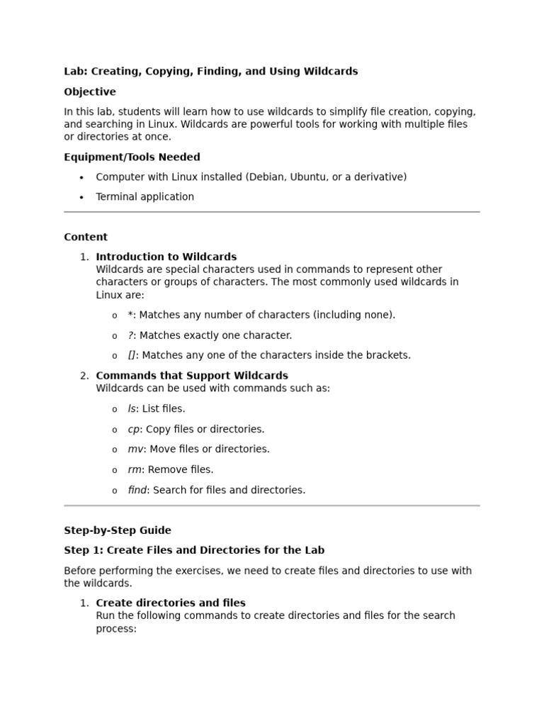 Lab Creating, Copying, Finding, and Using Wildcards | PDF | Computer File | Text File