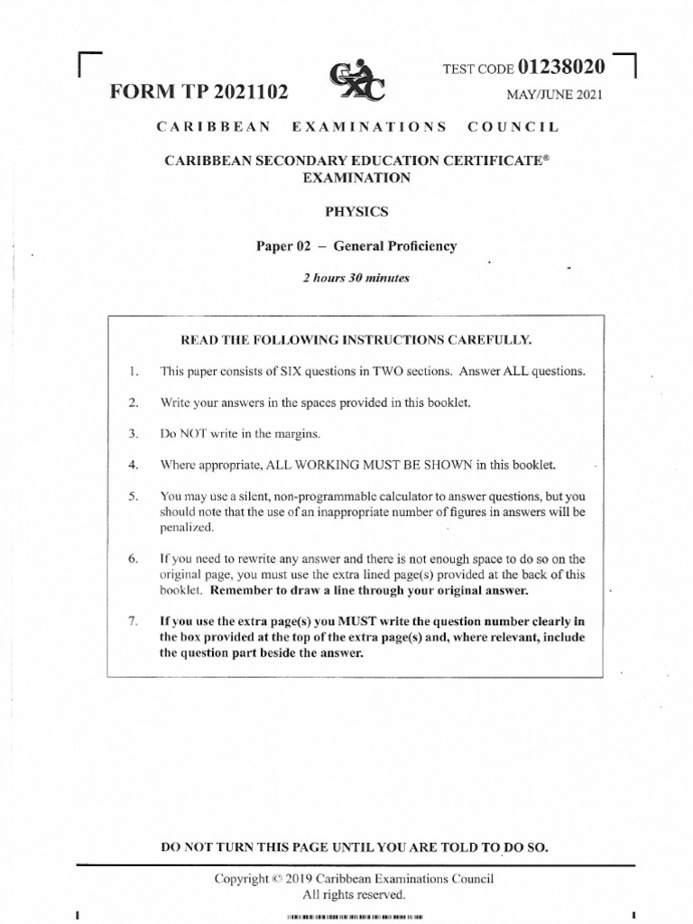 CSEC Physics P2 2021 | PDF