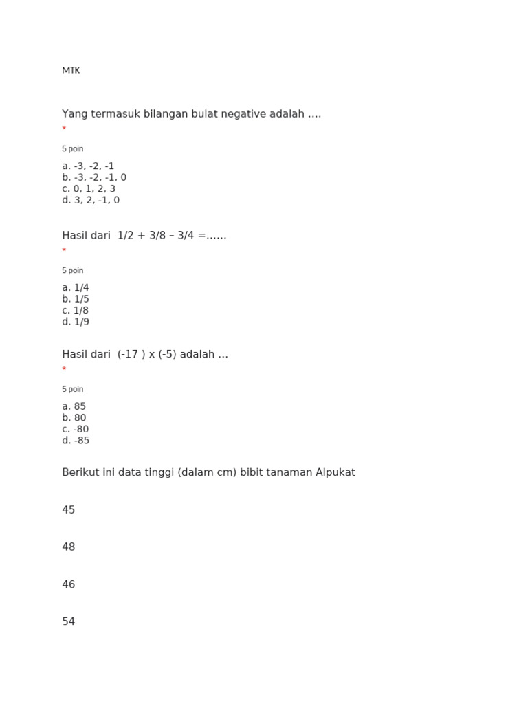 Soal Matematika Online untuk Siswa | PDF
