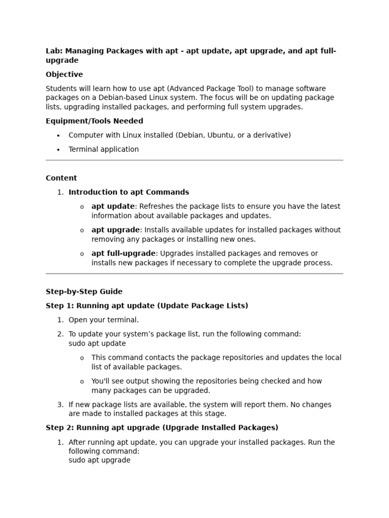 Lab Managing Packages With Apt | PDF | Operating System Technology ...