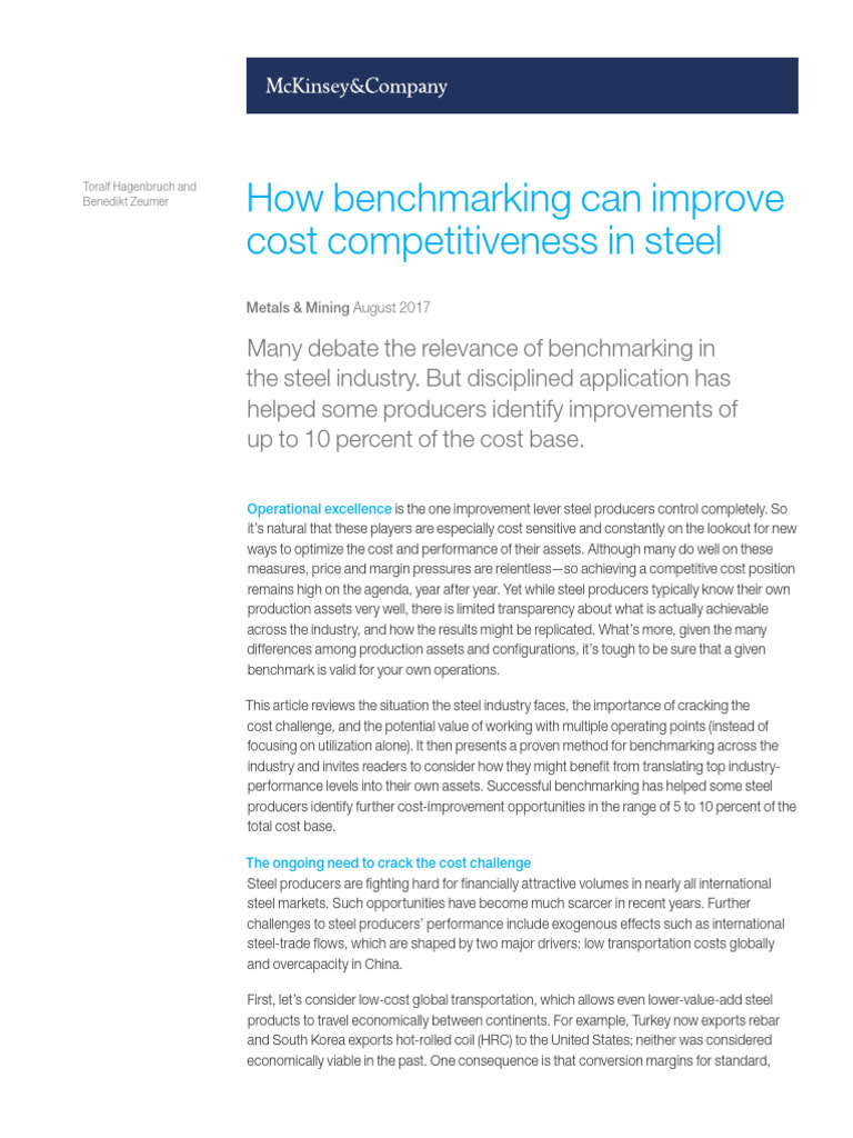 How Benchmarking Can Improve Cost Competitiveness in Steel | PDF | Performance Indicator | Blast ...