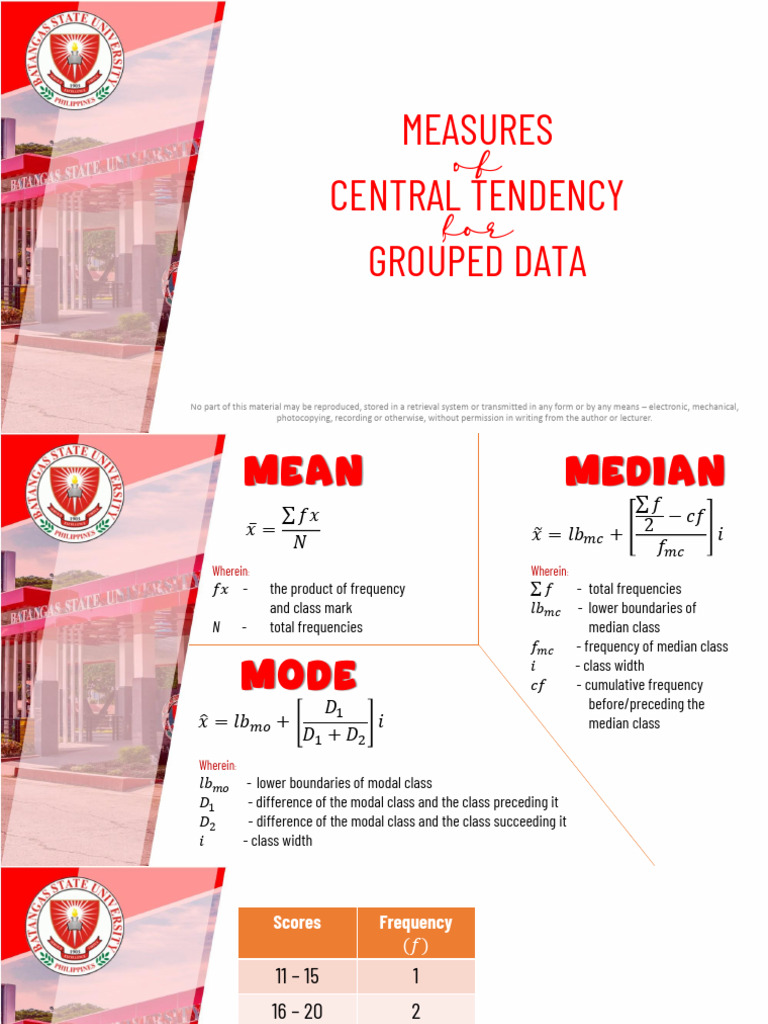 Grouped Data - Measures of Central Tendency and Dispersion | PDF ...
