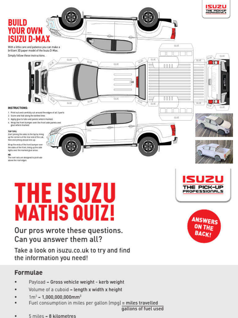 Isuzu Activity Sheets Older Kids | PDF | Pickup Truck | Automotive ...