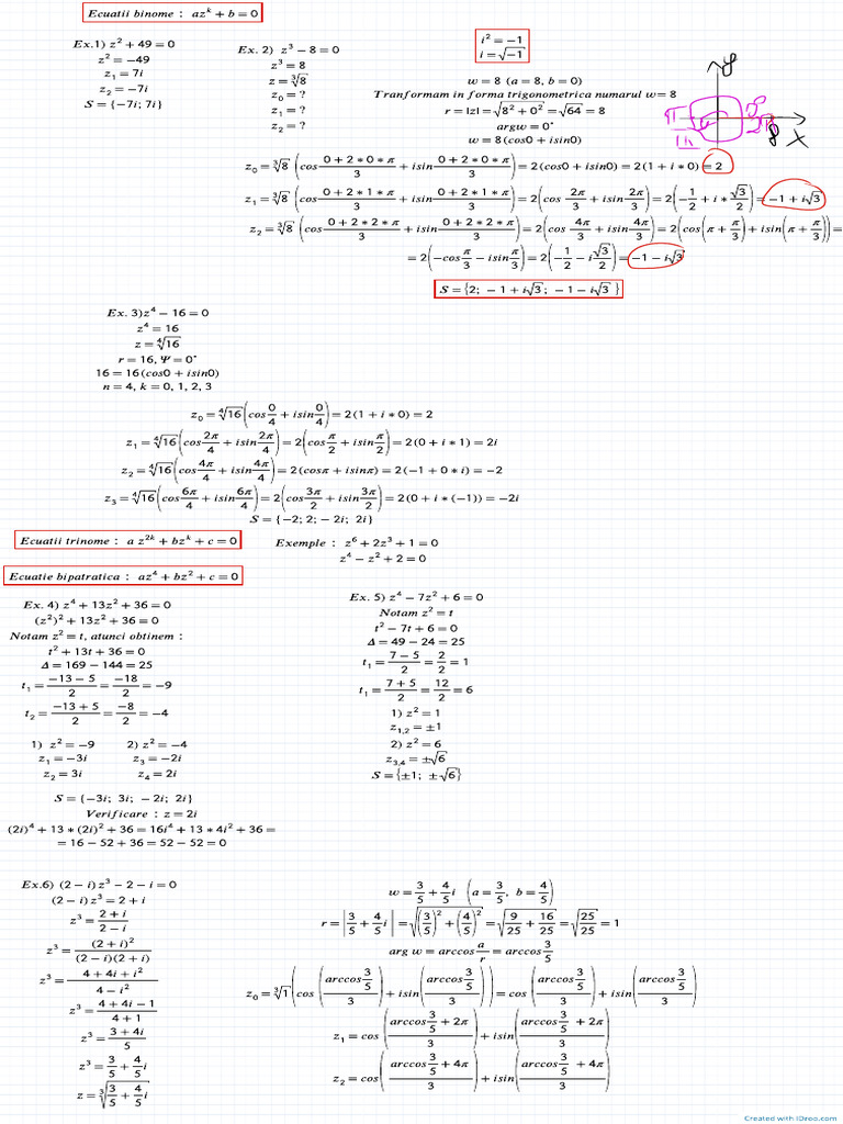 Grupa 217 Rezolvarea Ecuatiilor Binome, Trinome in Multimea C | PDF