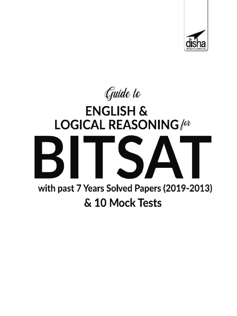 ~Disha BITSAT Guide to English and Logical Reasoning~ | PDF