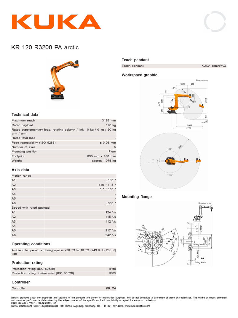 KUKA KR 120 R3200 PA Specifications | PDF