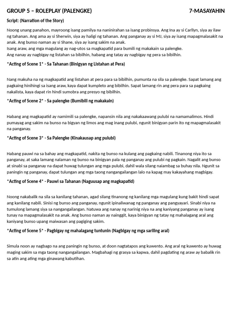 Filipino Roleplay Script | PDF