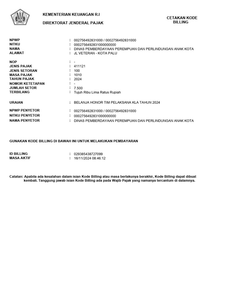 BELANJA HONOR TIM PELAKSANA KLA 24 | PDF