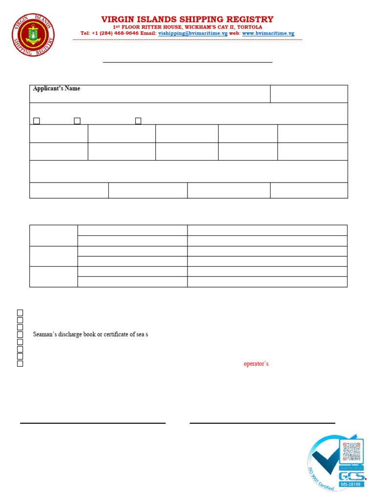Bvi Boat Masters License Application | PDF | British Virgin Islands ...