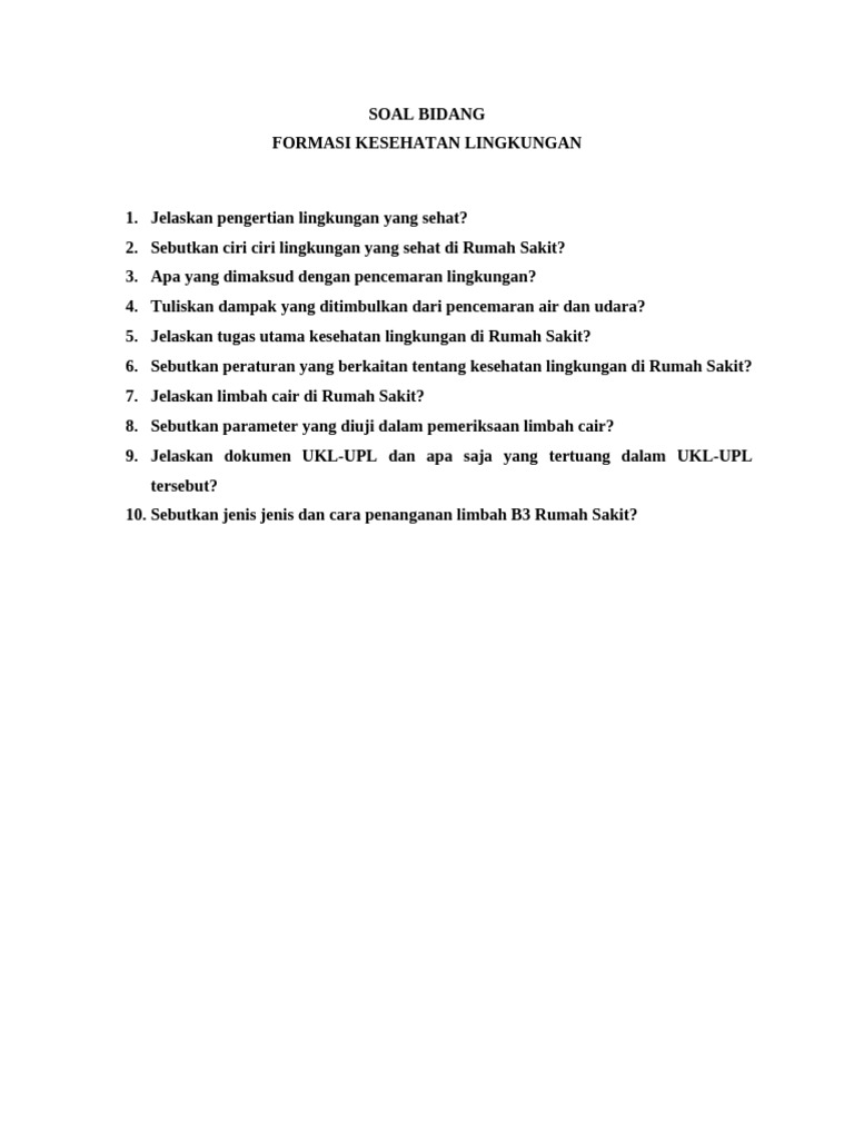 Soal Formasi Kesling | PDF