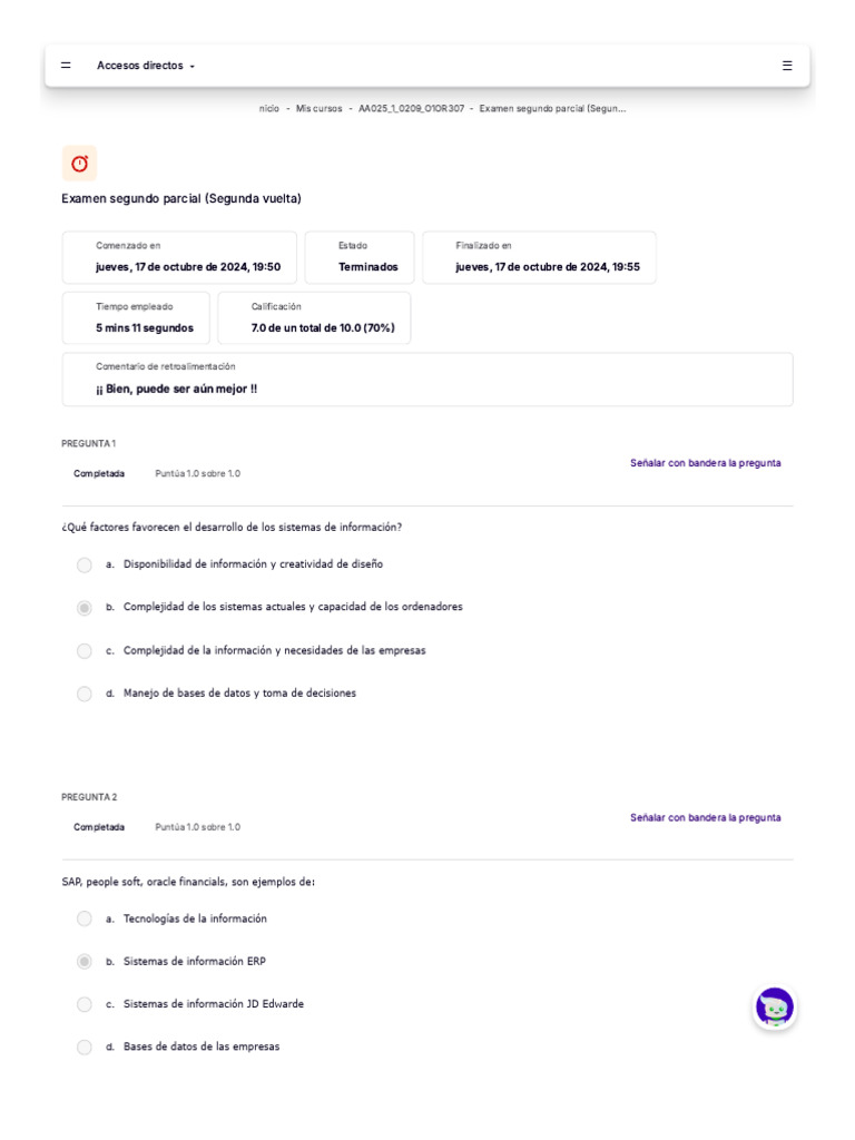Examen Segundo Parcial (Segunda Vuelta) - Revisión Del Intento | PDF | Software | Planificación ...