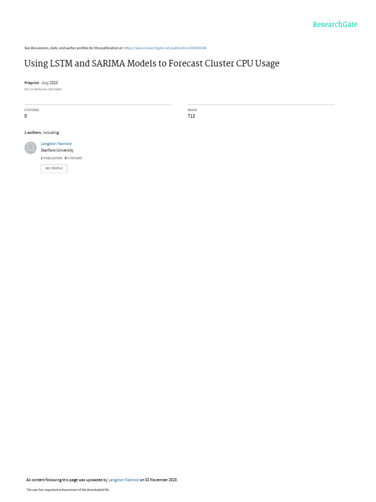 Using LSTM and SARIMA Models To Forecast Cluster C | PDF | Autoregressive Integrated Moving ...